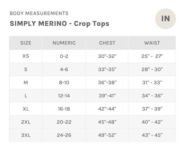 Simply Merino Crop Tops Sizing Page – Jilly Box