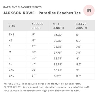 Jackson Rowe Paradise Tee Sizing Page – Jilly Box